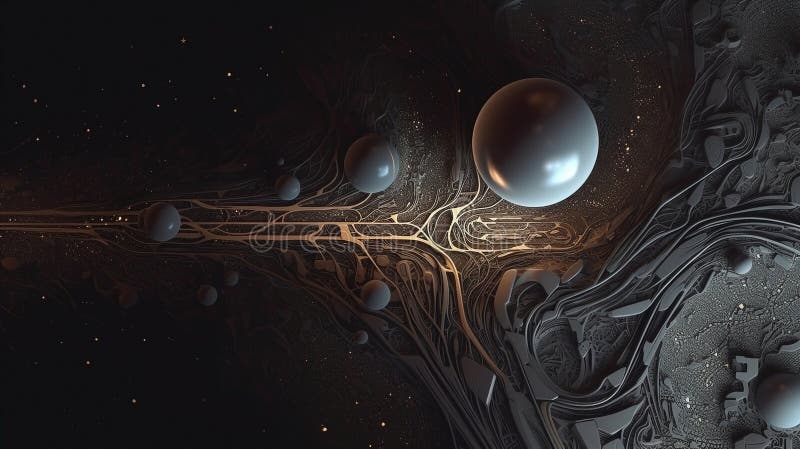 Metal Abstract Structure from Waves, Particles Fluids and Spheres Stock ...