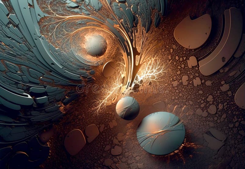Metal Abstract Structure from Waves, Particles Fluids and Spheres Stock ...