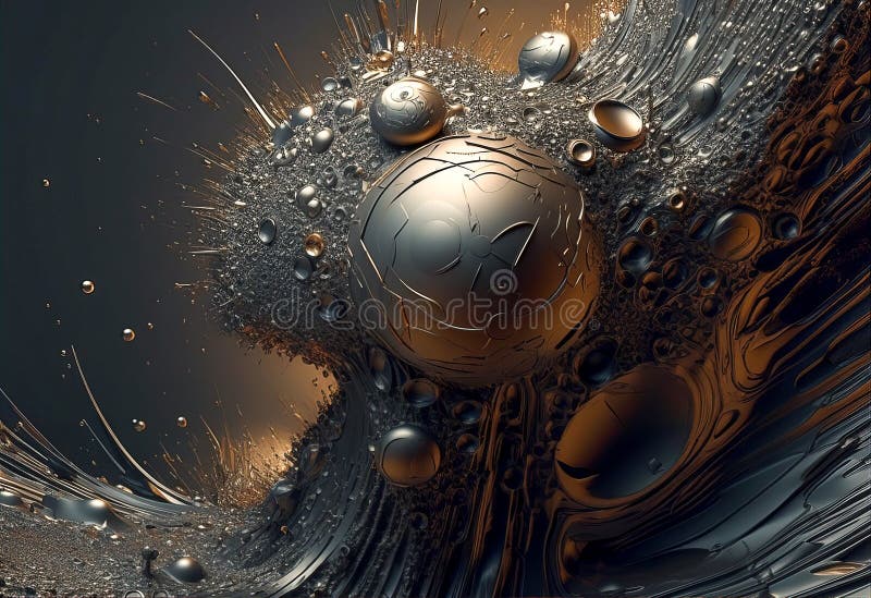 Metal Abstract Structure from Waves, Particles Fluids and Spheres Stock ...