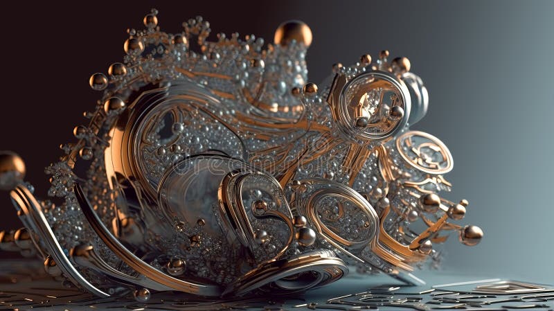 Metal Abstract Structure from Waves, Particles Fluids and Spheres Stock ...
