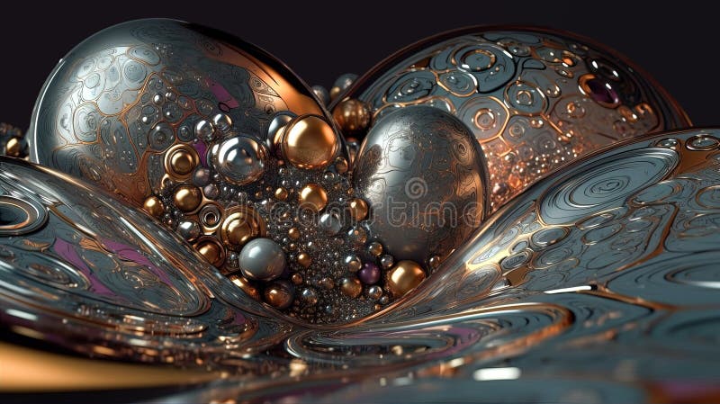 Metal Abstract Structure from Waves, Particles Fluids and Spheres Stock ...
