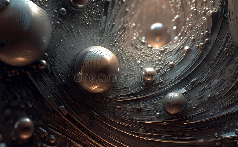 Metal Abstract Structure from Waves, Particles Fluids and Spheres Stock ...