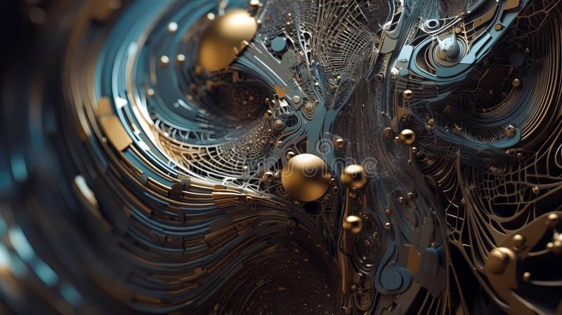 Metal Abstract Structure from Waves, Particles Fluids and Spheres Stock ...