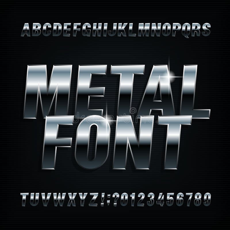 Metal Alphabet Font. Chrome Effect Bold Letters and Numbers Stock ...