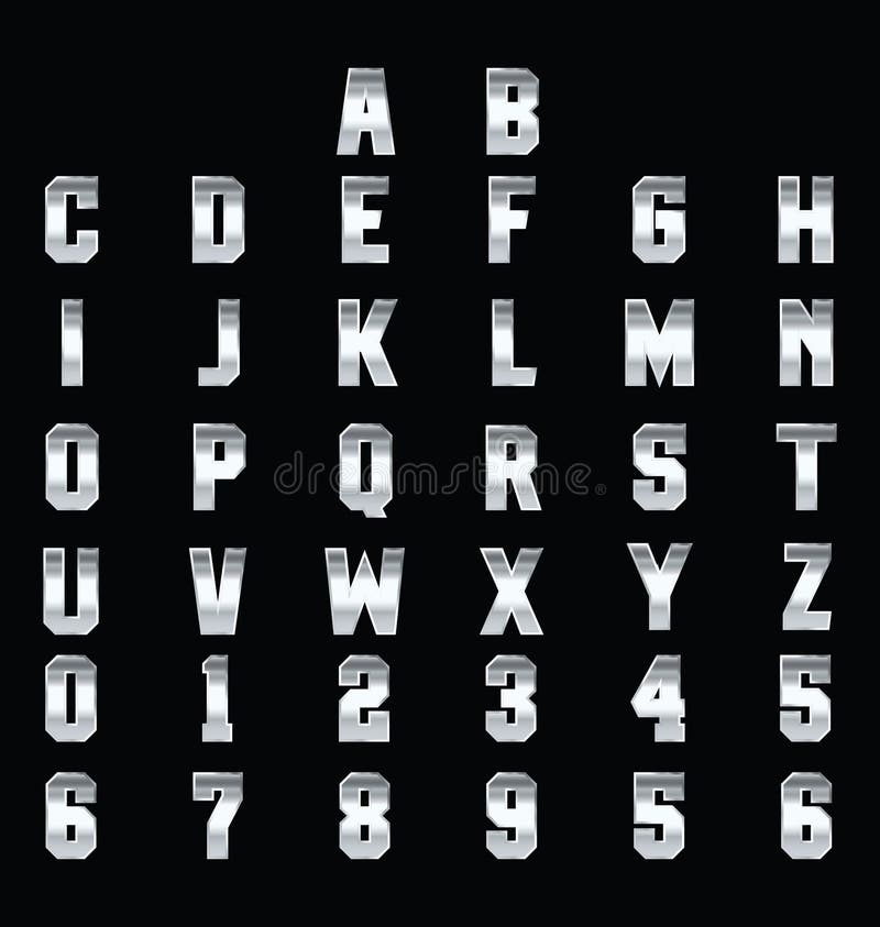 Metal alphabet full set stock vector. Illustration of mark - 131580564
