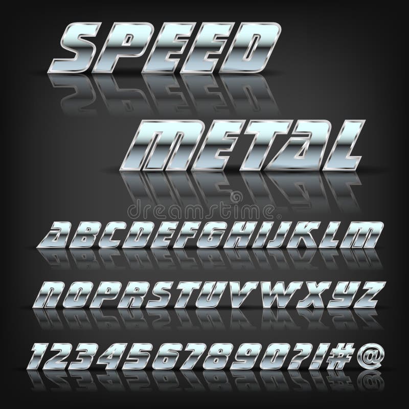 3D Heavy Metal Alphabet Font. Metal Effect Letters and Numbers Stock ...