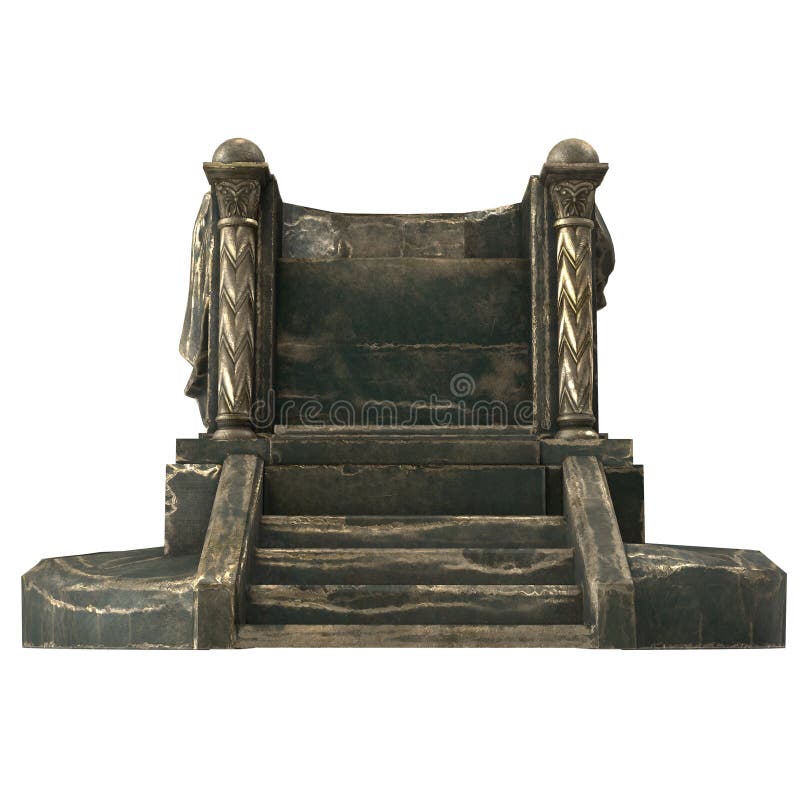Metal Antique Throne with Columns, on an Isolated White Background. 3d ...