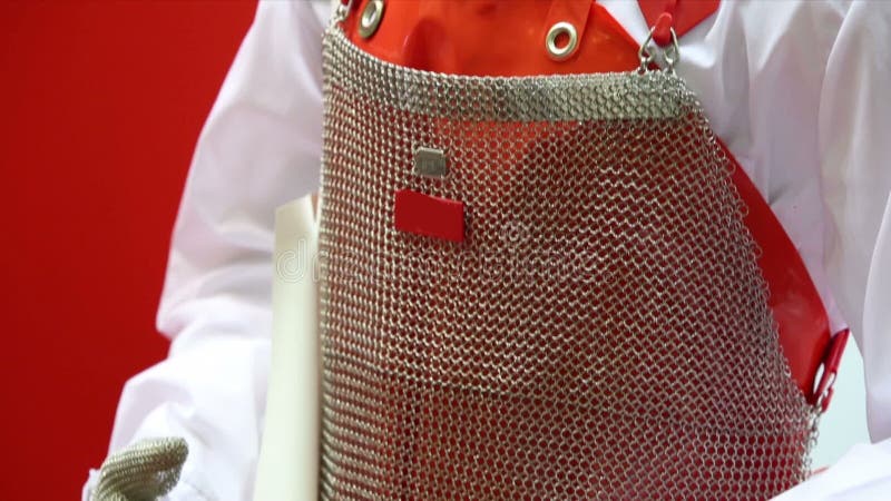 Metal Apron To Work in Workshop for Meat Stock Footage - Video of ...