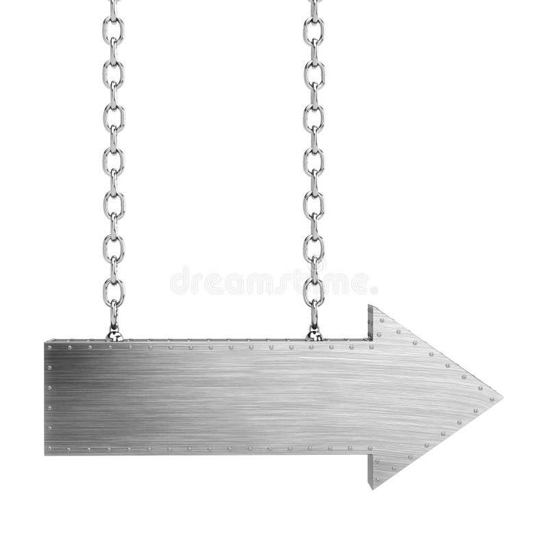 Metal Arrow with Chains Isolated on White Stock Illustration ...