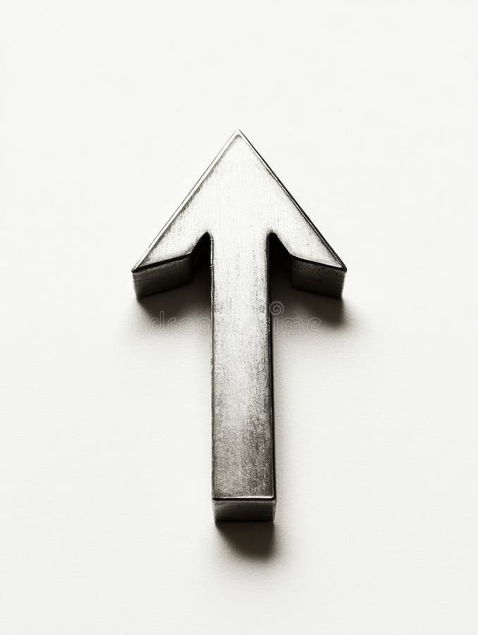 Metal Arrow Pointing Upwards on a Plain White Surface for Directional ...