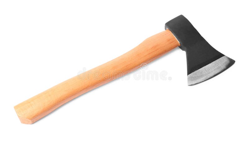 Metal Ax with Wooden Handle Isolated on White Stock Photo - Image of ...