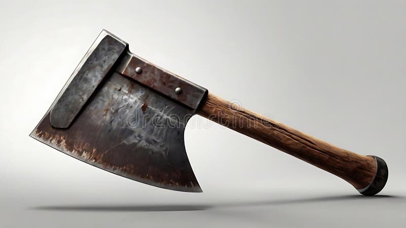 A Metal Axe Head with a Sharpened Blade and a Wooden Handle Stock ...