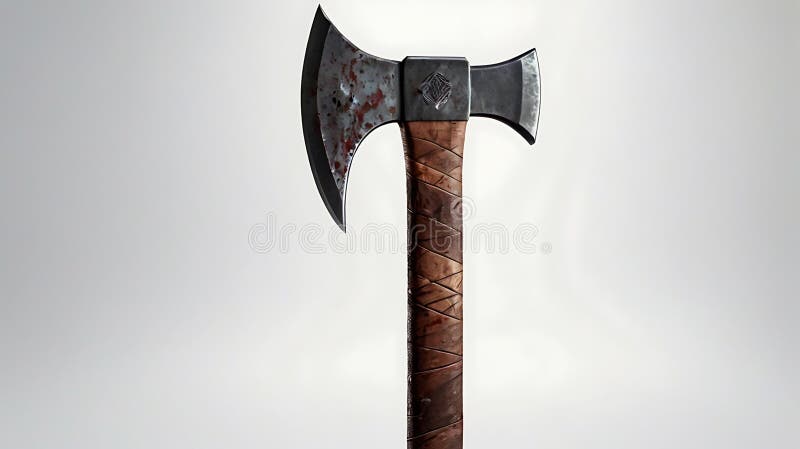 A Metal Axe Head with a Sharpened Blade and a Wooden Handle Stock ...