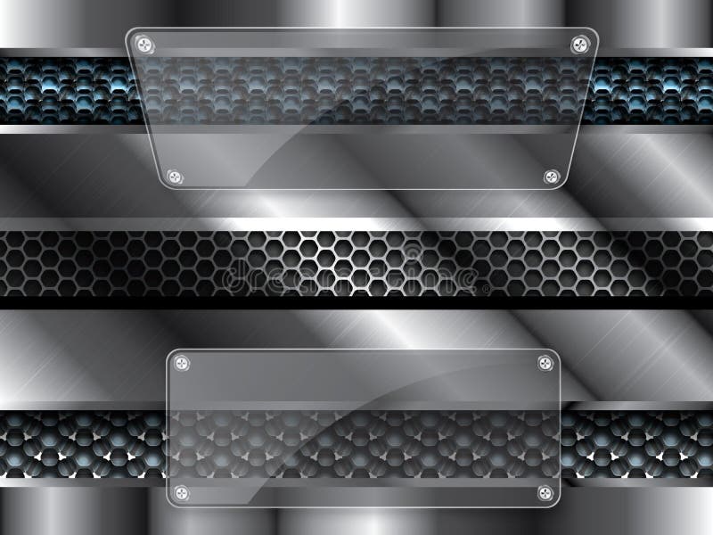 Metal Background Banner with Hexagons. Stock Vector - Illustration of ...