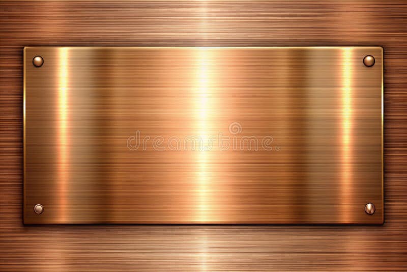 Metal Background with Brushed Bronze Plate 3D Illustration Stock ...