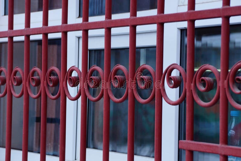 Metal Texture of Red Forged Rods with a Pattern on the Window Stock ...