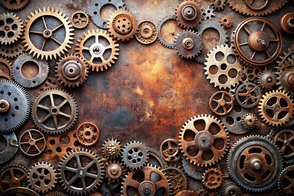 Metal Background with Rusty Gears and Cogs Stock Illustration ...