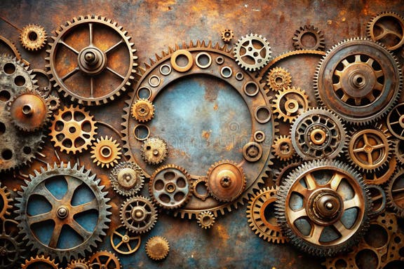 Metal Background with Rusty Gears and Cogs Stock Illustration ...