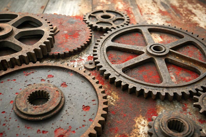 Metal Background with Rusty Gears and Cogs Stock Illustration ...