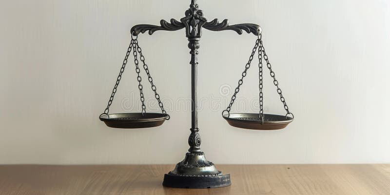 Metal Balance Scale on Wooden Table. Generative AI Stock Illustration ...