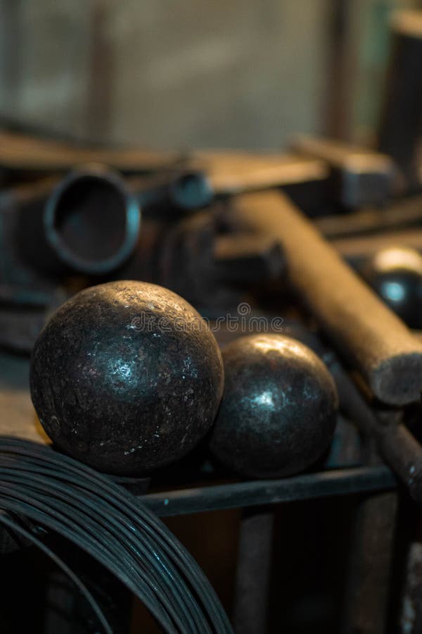 Metal Balls on the Table in the Workshop Stock Photo - Image of ball ...