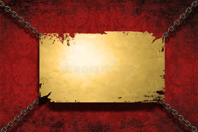 A Metal Banner Held with Chains Stock Illustration - Illustration of ...