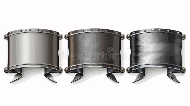 Metal Banners Set Isolated for Graphic Design Elements Stock ...