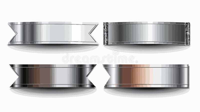 Metal Banners Set Isolated for Graphic Design Elements Stock ...