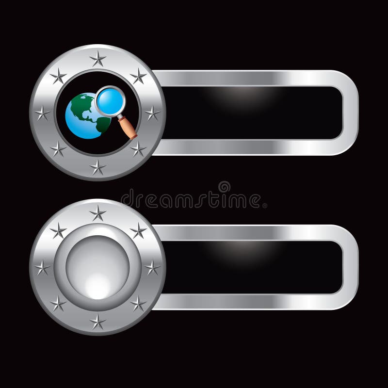Metal Banners with Web Search Icon Stock Vector - Illustration of world ...