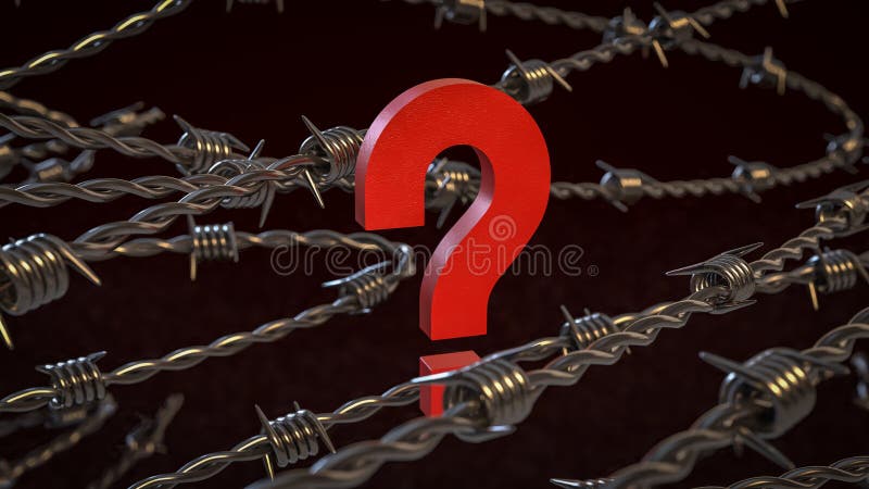 The Metal Barbed Wire and Question Mark 3d Rendering Stock Illustration ...