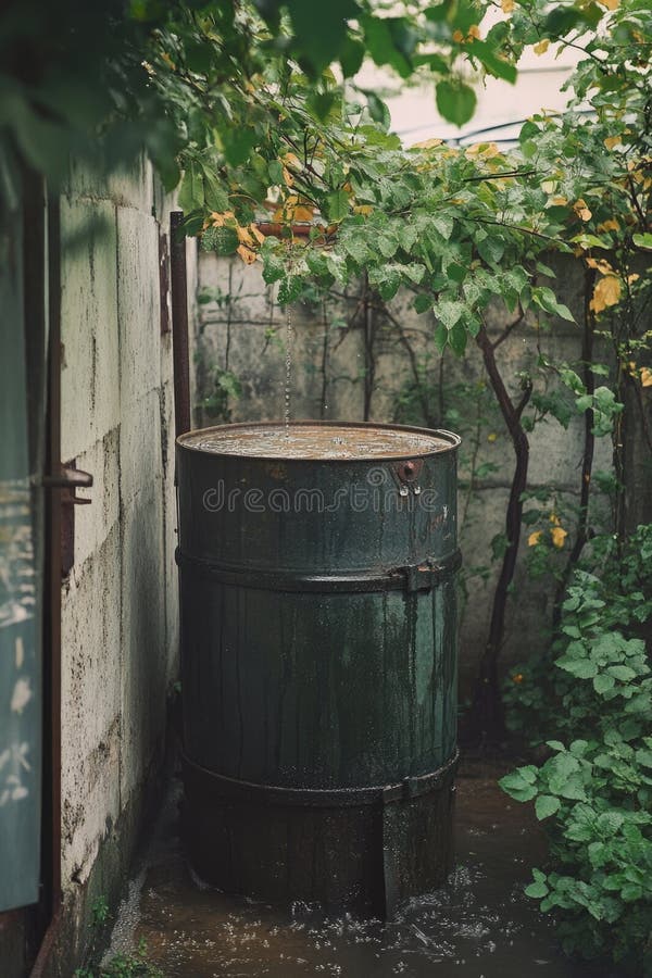 Metal Barrel Next To Building Stock Photo - Image of city, dumpster ...
