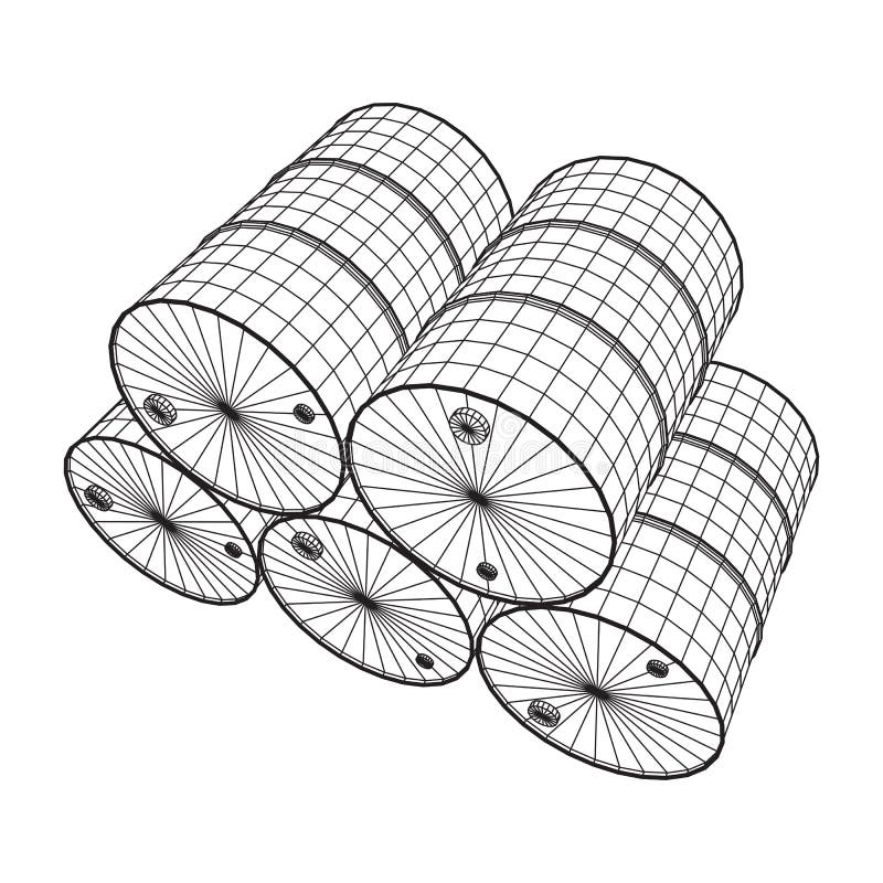 Metal barrel wireframe stock vector. Illustration of blueprints - 112127785