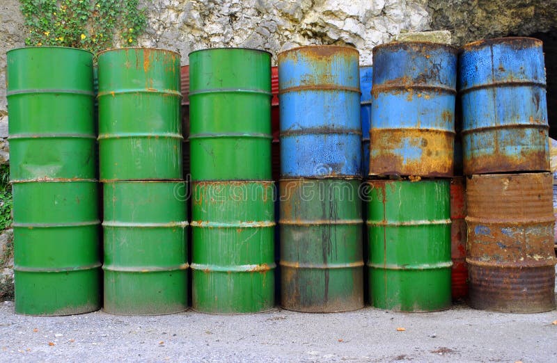 Metal barrels stock photo. Image of painted, iron, colourful - 14325574