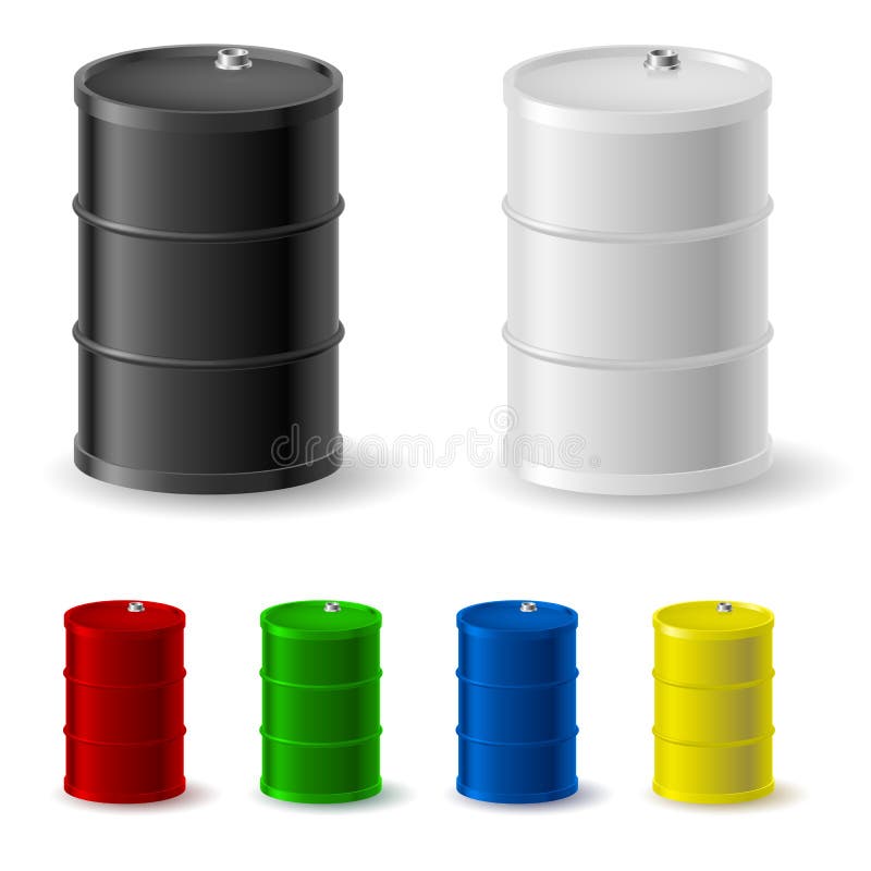 Four colored barrels stock vector. Illustration of yellow - 13264877