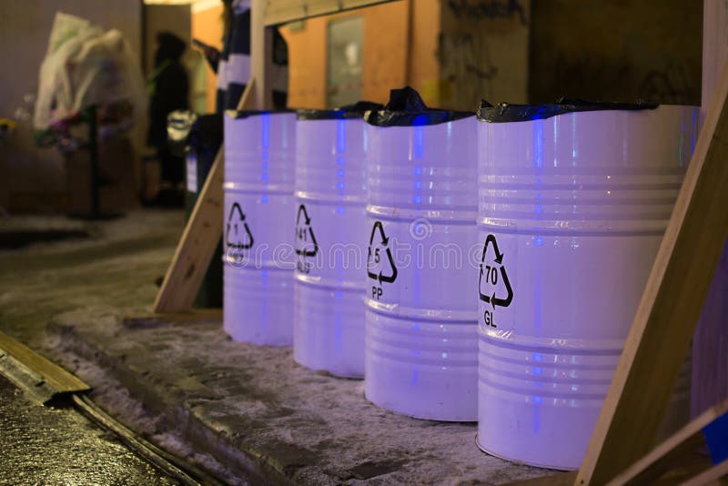 Metal Barrels Containers for Separate Collection and Sorting of Garbage ...