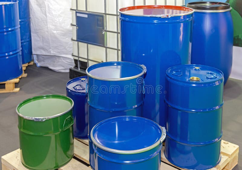 Metal Barrels Drums Storage Stock Photo - Image of shipping, capacity ...