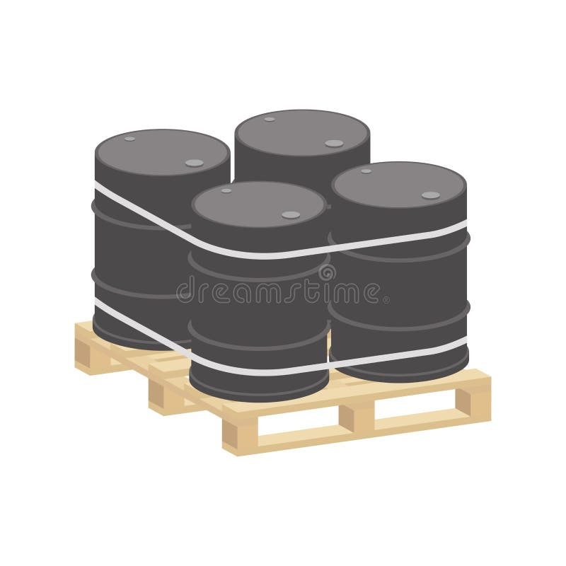 Metal Barrels on a Pallet.Vector Isometric. Stock Vector - Illustration ...