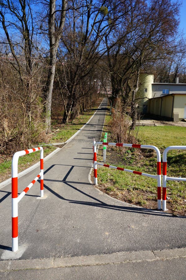 Metal barrier stock image. Image of trees, park, grass - 39041857