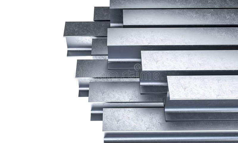 Stack of shiny metal beams stock illustration. Illustration of design ...
