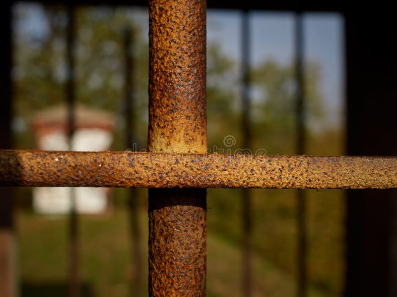 Metal Bars in the Old Window Stock Photo - Image of background ...