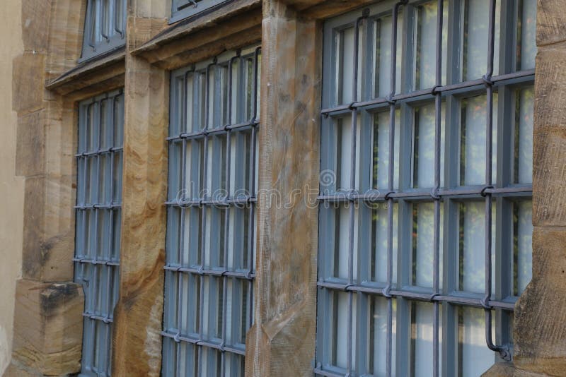 Metal Bars on the Windows and Doors of the Castle Stock Image - Image ...