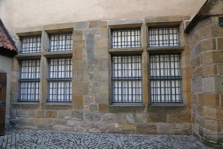 Metal Bars on the Windows and Doors of the Castle Stock Photo - Image ...