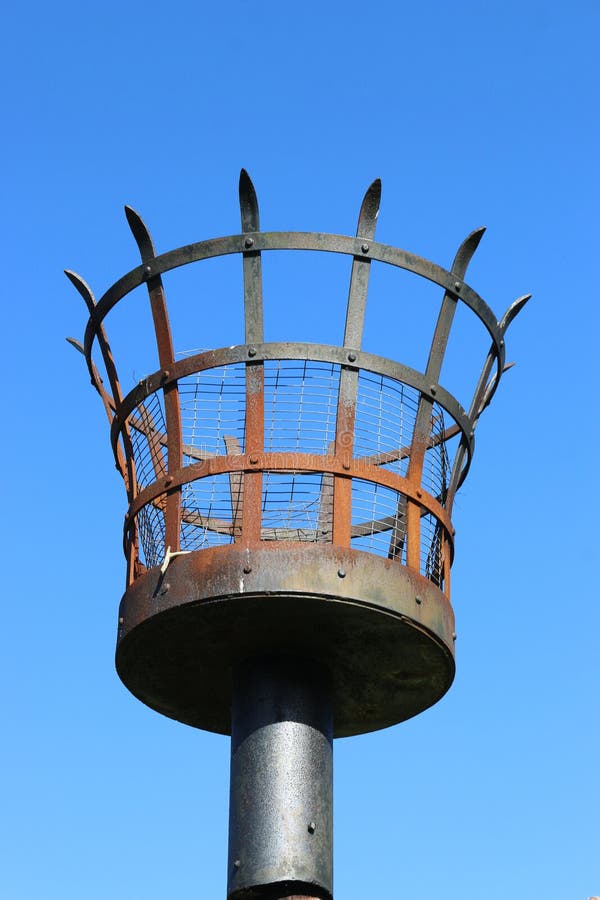 Metal Basket Fire Beacon on Pole Stock Image - Image of mesh ...