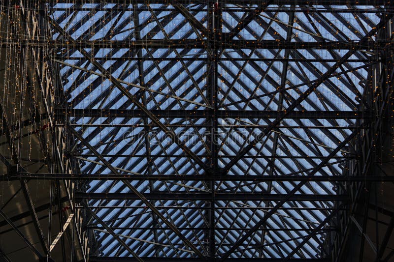 Metal Beams and Glass Ceiling at Laminor Hall in Bucharest Stock Photo ...