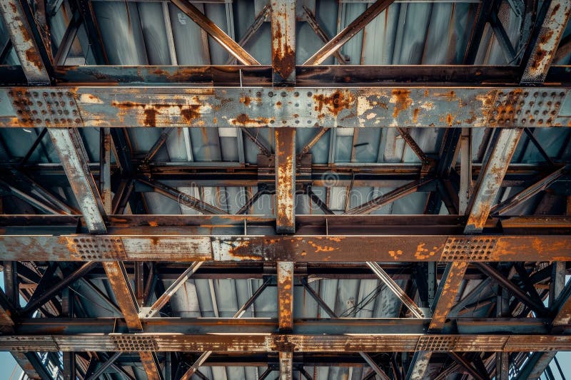 Metal Beams with Rust and Corrosion Visible on the Underside of a ...