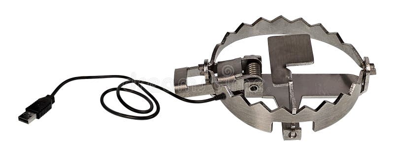Metal Bear Trap with USB stock image. Image of entrap - 374869499