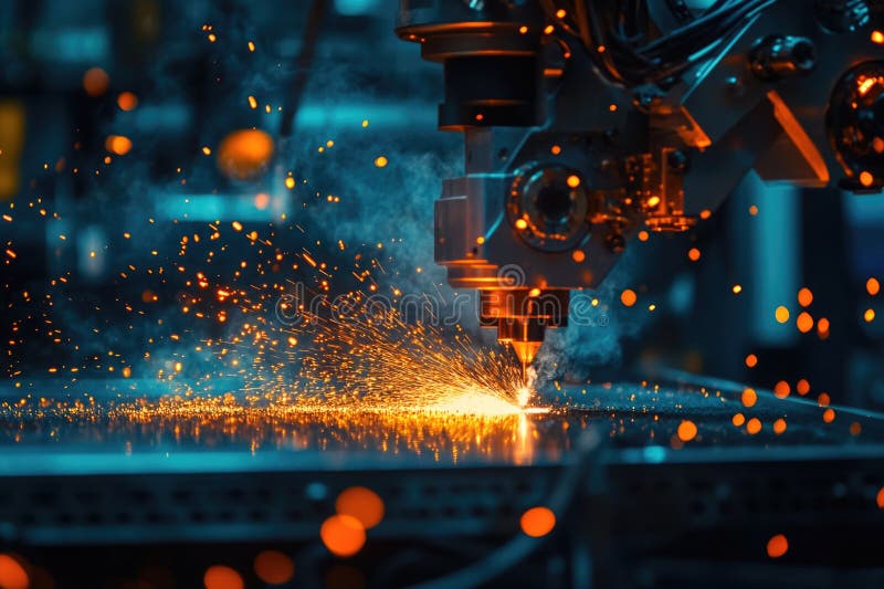 Metal Being Cut by a Machine with Sparks Flying Everywhere Stock Image ...