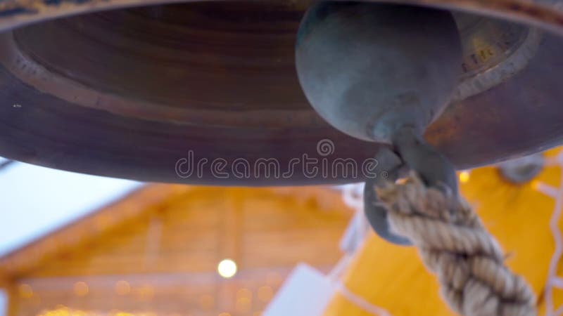 A Metal Bell is Ringing Warning of Danger.close Up Stock Video - Video ...