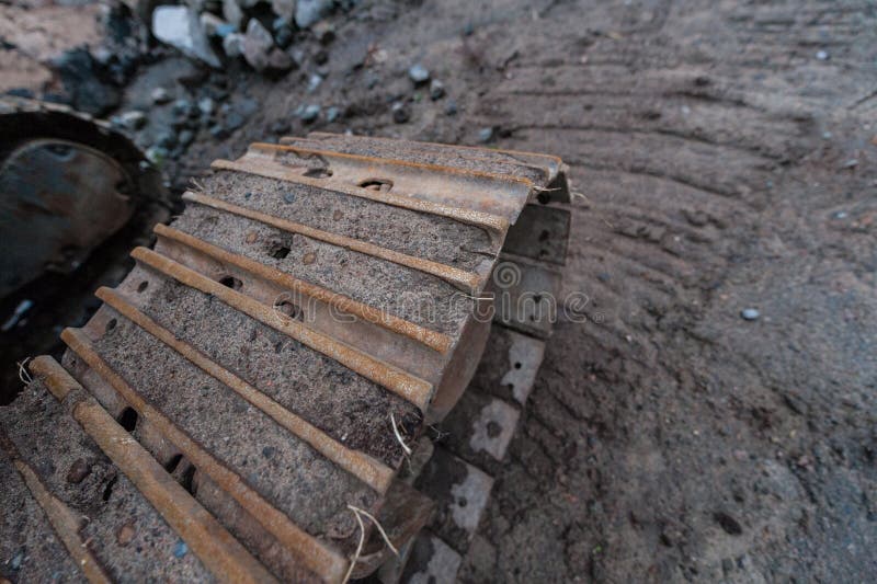 Metal Belt of an Excavator.. Stock Image - Image of machine, detail ...