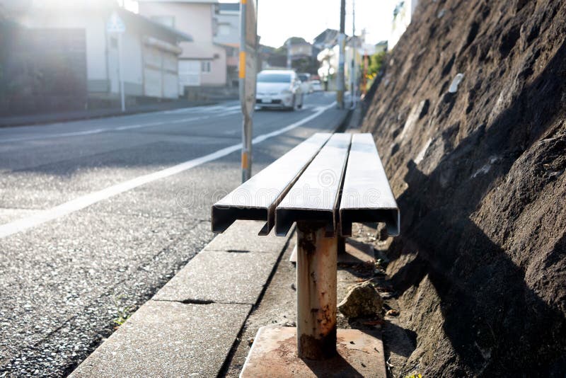 A Metal Bench at a Local Bus Stop in Rural Japan Stock Image - Image of ... A Metal Bench at a Local Bus Stop in Rural Japan Stock Image - Image of ...